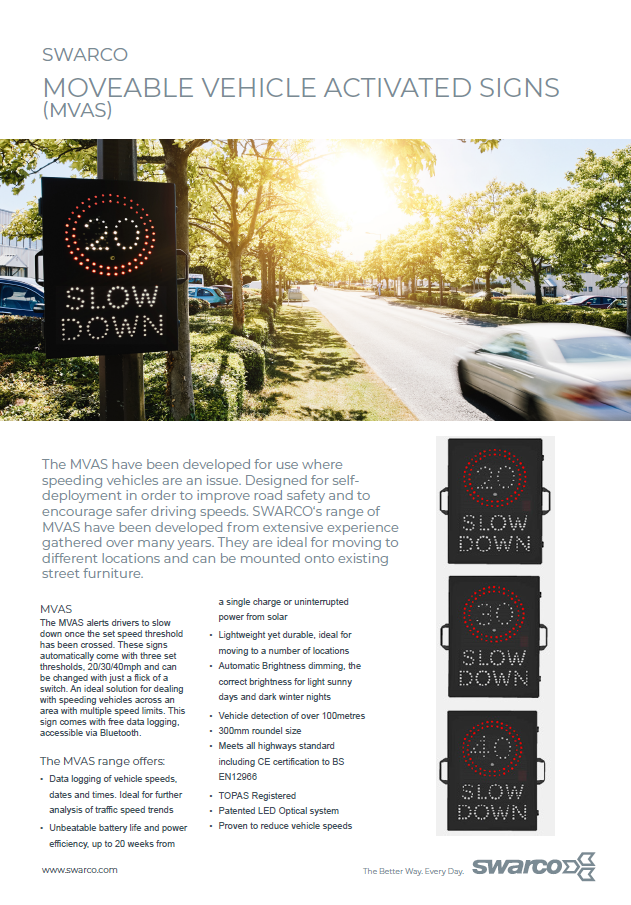 MOVEABLE VEHICLE ACTIVATED SIGNS | SWARCO